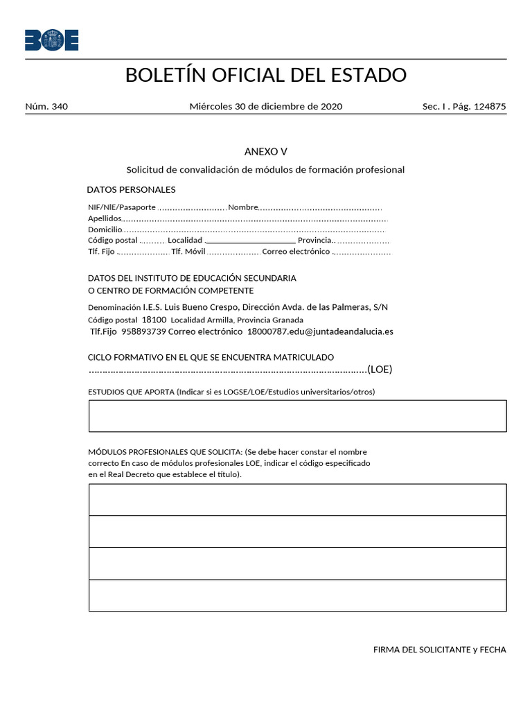 ANEXO v. Solicitud de Convalidaciones.word | PDF