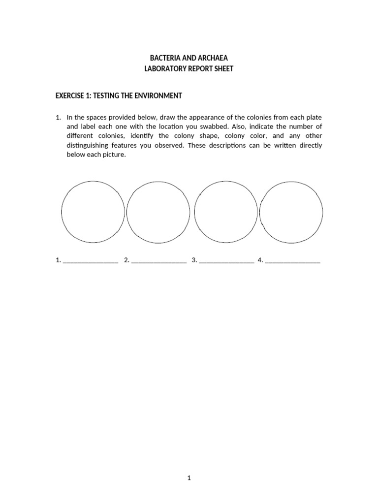Bacteria and Archaea Laboratory Report Sheet | PDF