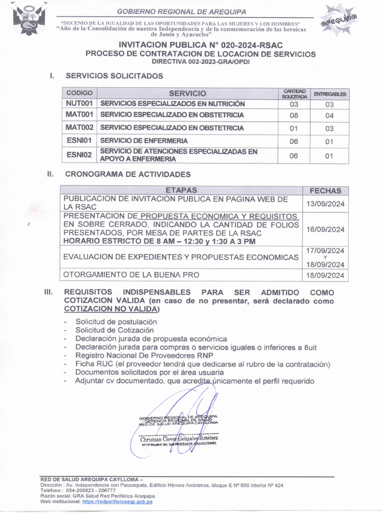 INVITACION PUBLICA #020-2024-RSAC - 13-09-2024 Ps | PDF