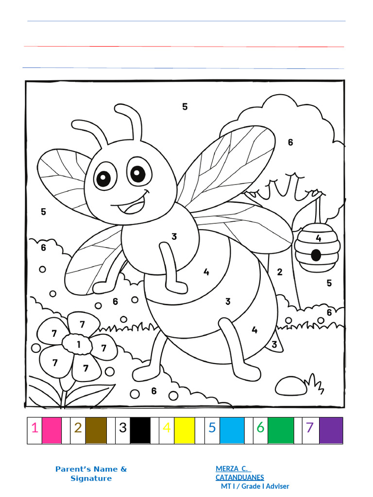 COLORING BOOK BEE With Number Legend | PDF