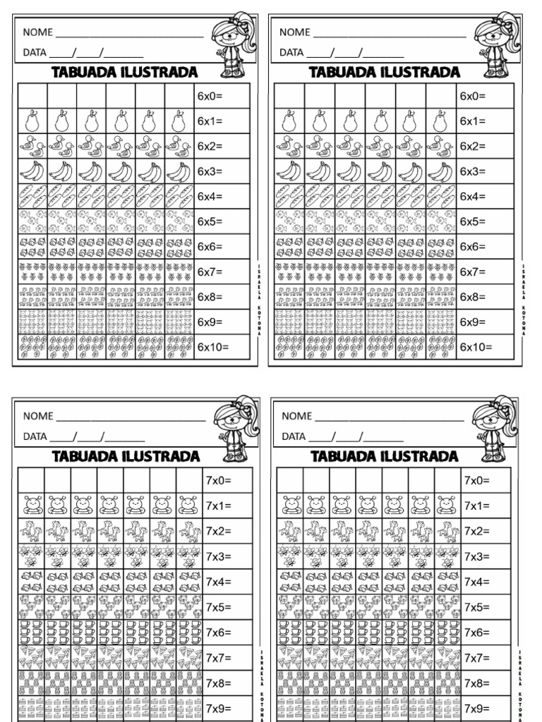 Tabuada Ilustrada Impressão | PDF