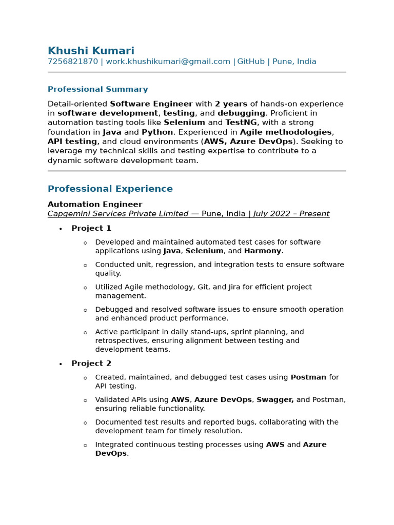 Khushi Kumari Resume | PDF