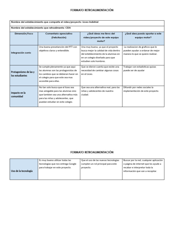 Formato Retroalimentación Sesión 5 | PDF