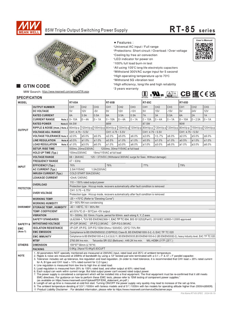 RT 85 Spec | PDF