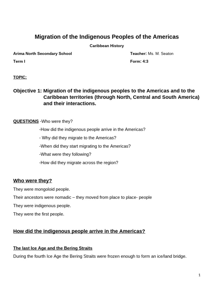 Migration of the Indigenous Peoples of the Americas | PDF