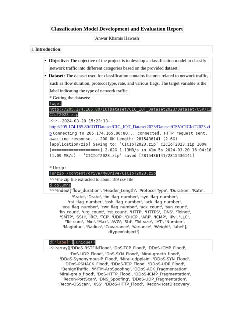 Classification Model To Classify Network Traffic | PDF | Computer Network | Computers