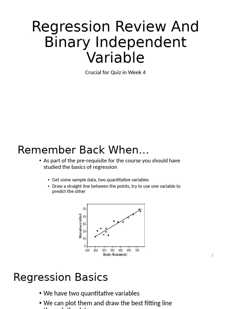 Example Regression Summary Slides | PDF