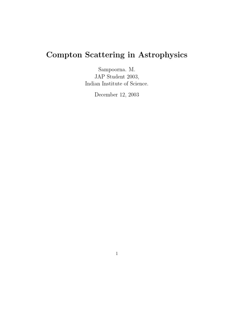 Inverse Compton Scattering | PDF | Scattering | Electron