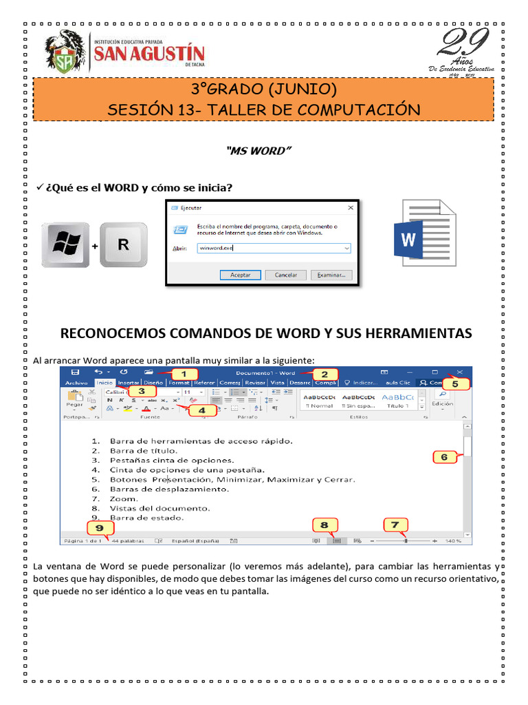 3°GRADO - SESION 13 - HERRAMIENTAS BASICAS EN MS Word en El Taller de ...