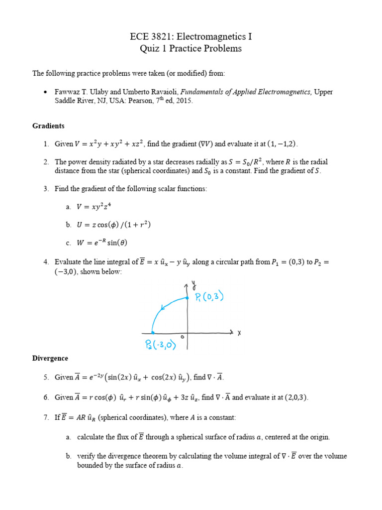 ECE 3821 Quiz 1 Practice Problems - Fall 2024 | PDF