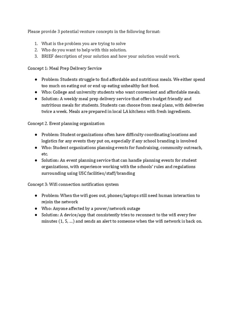 3 Venture Concepts | PDF