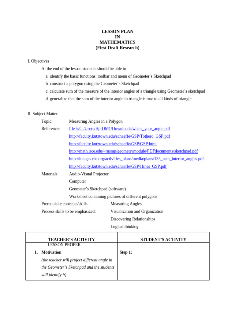 LessonPlan FIRST-DRAFT | PDF