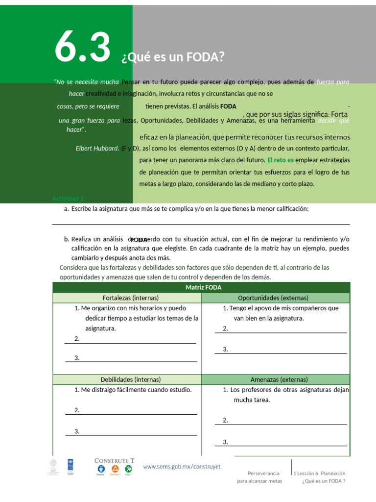 Alexis Joram Rodriguez Espinoza - 6.3 - E - Que - Es - Un - FODA | PDF
