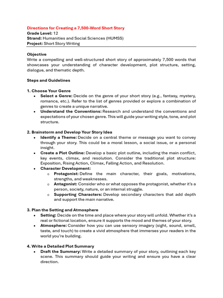 Guidelines For Creative Writing - Q1 Project | PDF