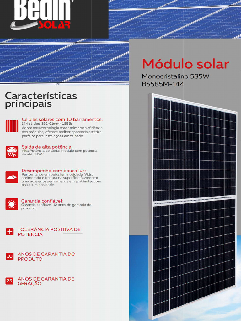 Datasheet Painel 585W | PDF