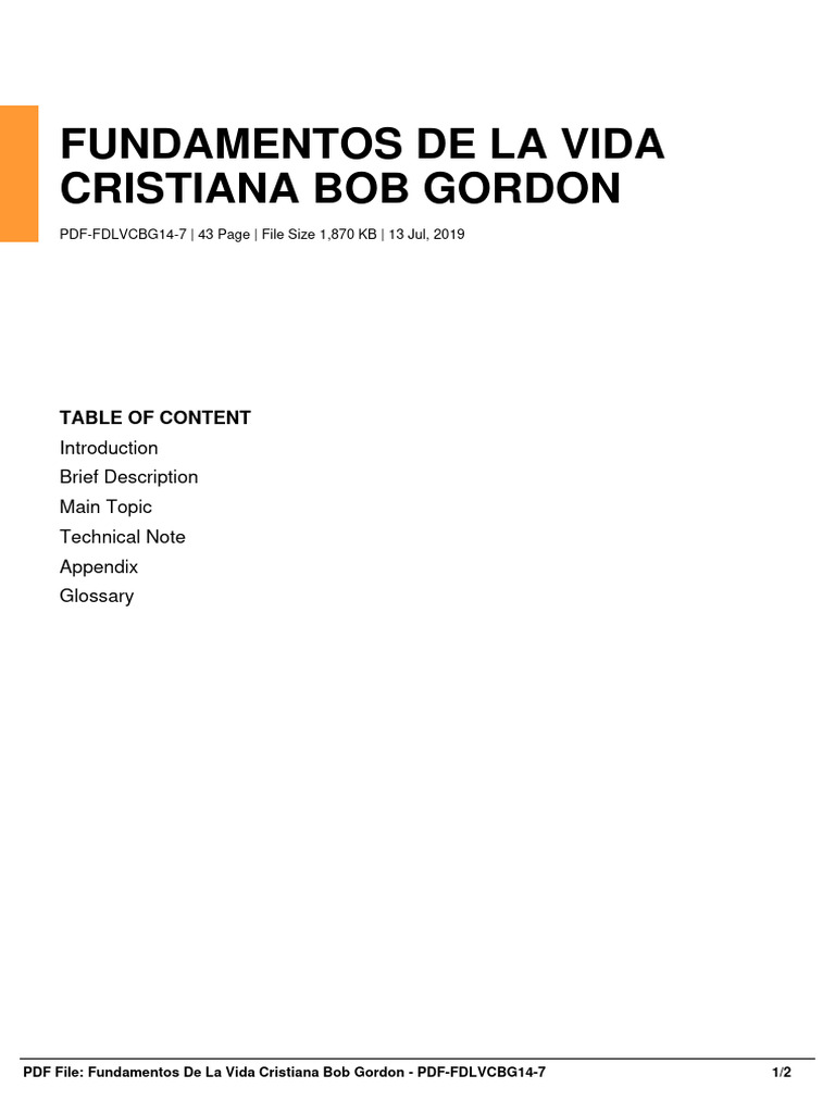 Fundamentos de La Vida Cristiana Bob Gordon Compress | PDF