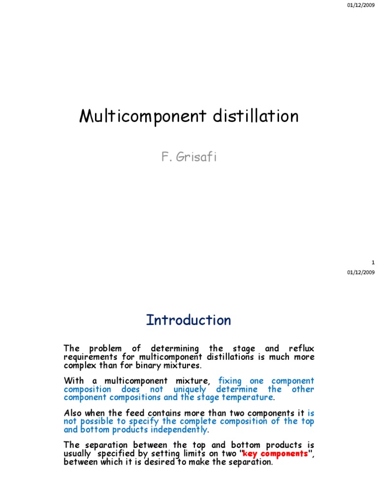 Multi Component Distillation Pdf Distillation Unit Operations