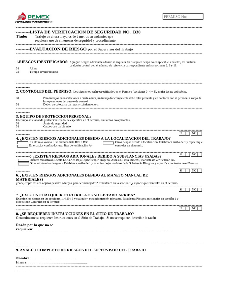 LV B30 Trabajos en Alturas Mayores de 2M | PDF