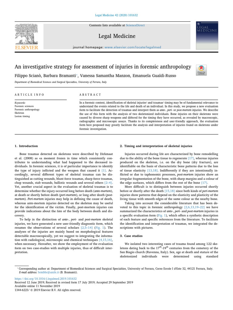 An Investigative Strategy For Assessment of Injuries in Forensic ...