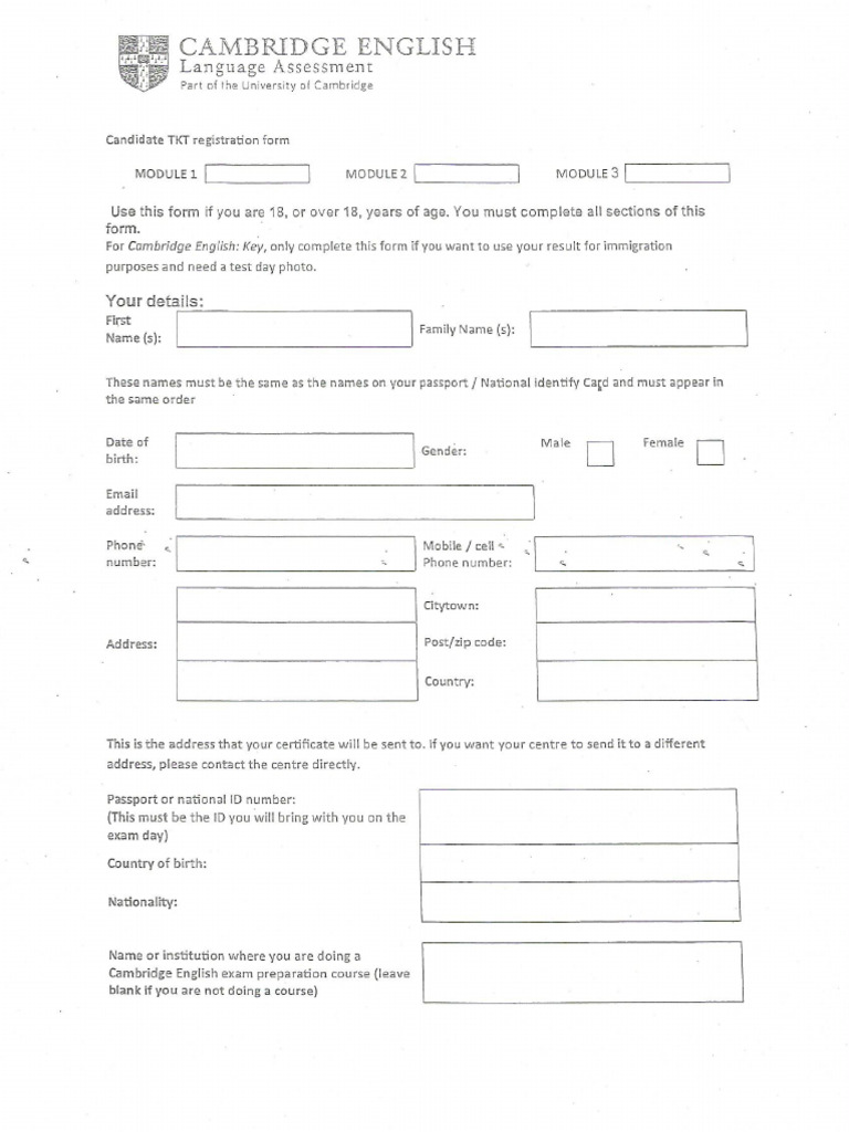 TKT Registration Form | PDF
