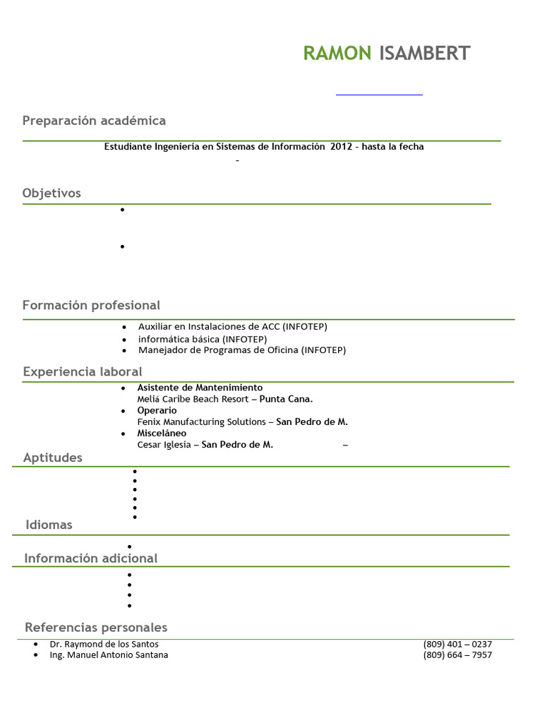 Curriculum Ramon Isambert | PDF