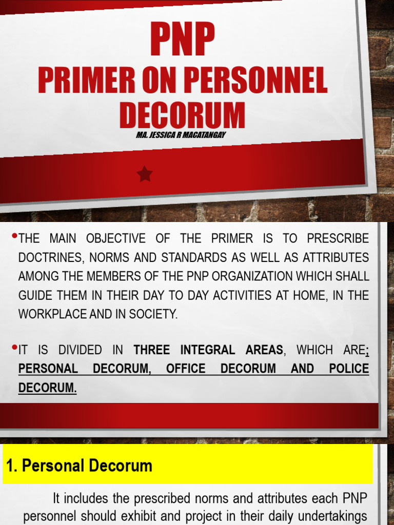 PNP Primer On Personnel Decorum 3 | PDF