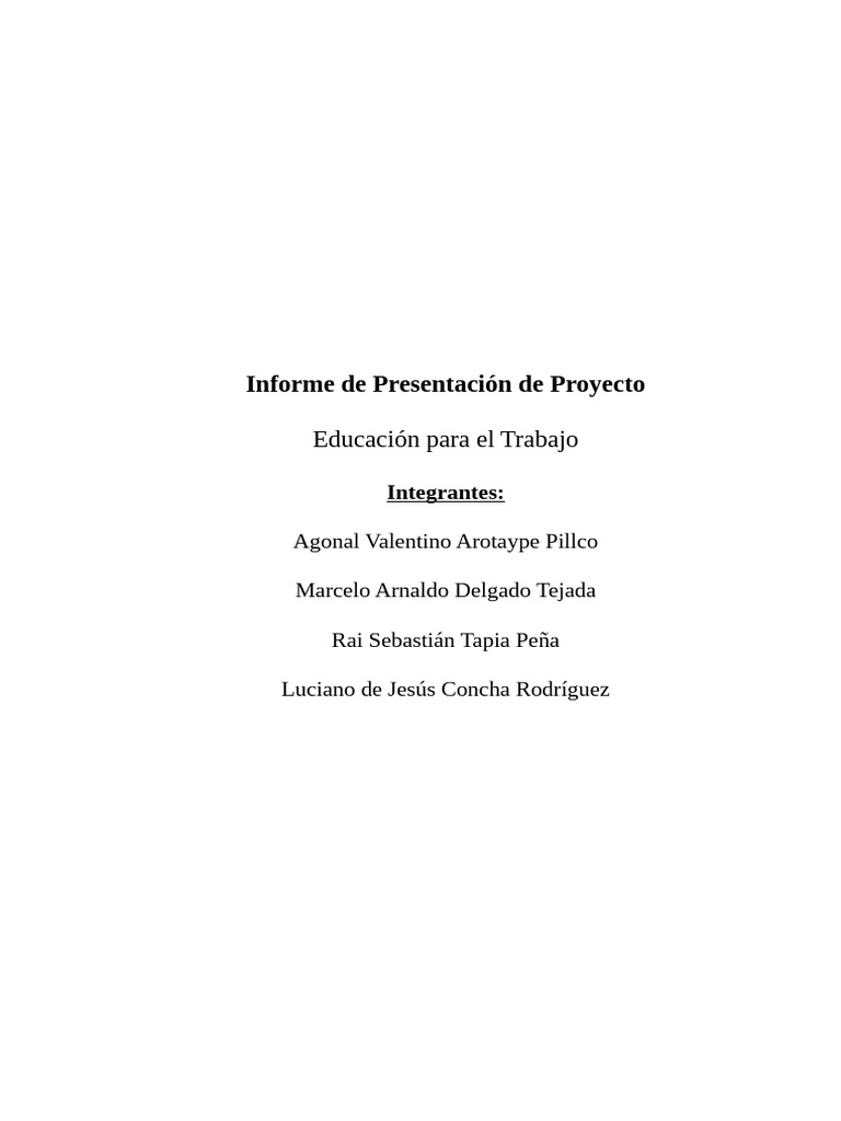 Informe de Presentación de Proyecto EPT | PDF