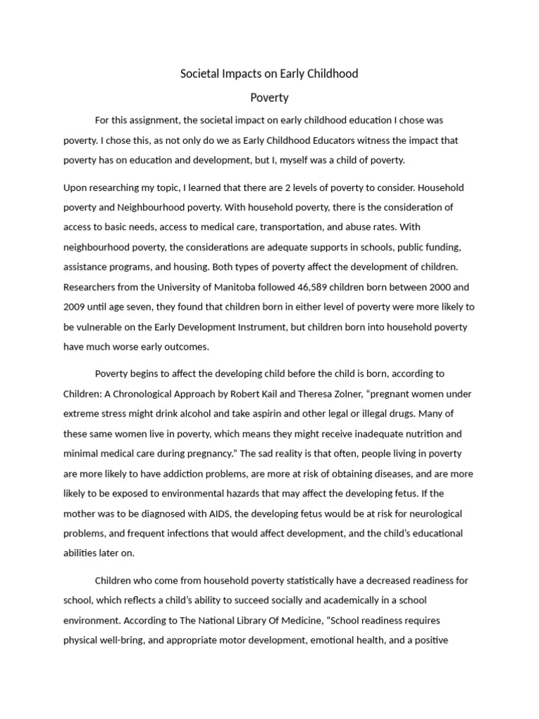 Societal Impacts On Early Childhood | PDF