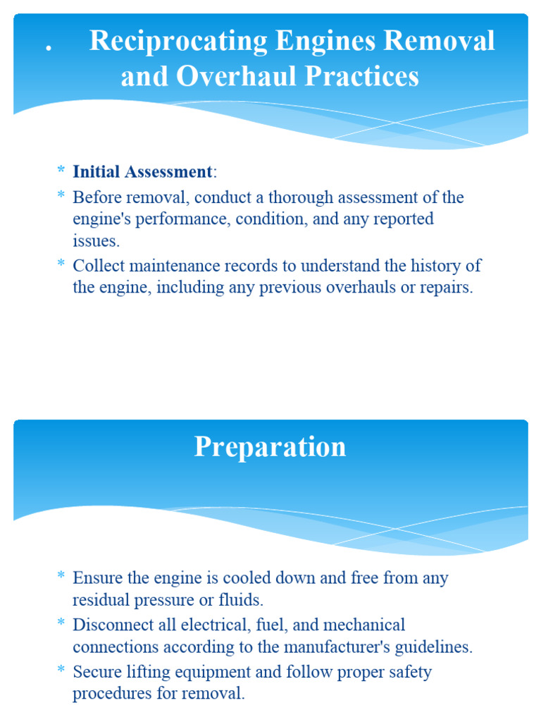Reciprocating Engines Removal and Overhaul Practices | PDF