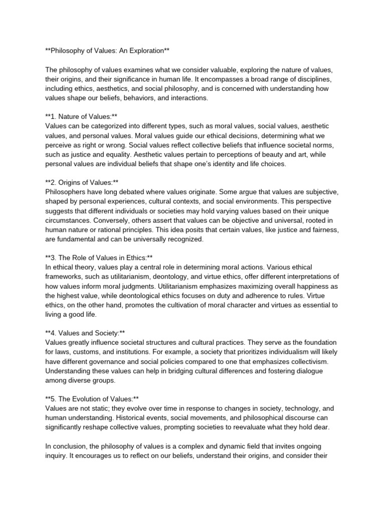 --Philosophy of Values- An Exploration-- | PDF