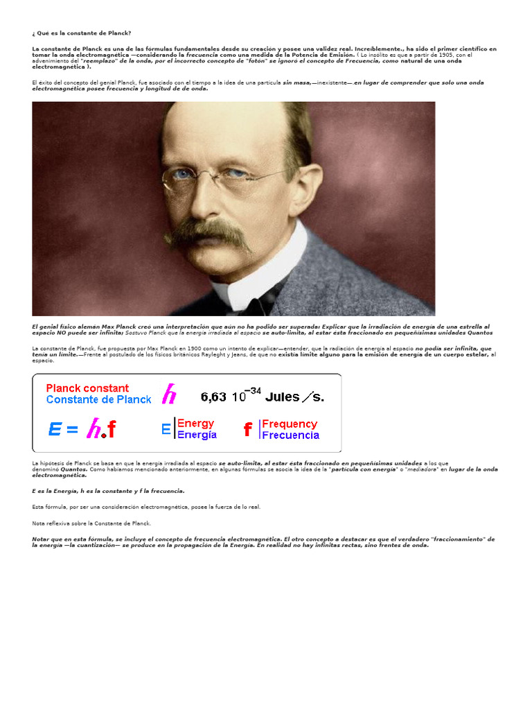 Qué Es La Constante de Planck | PDF