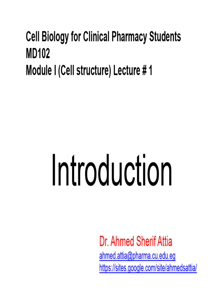 Cell Biology - (Introduction) | PDF