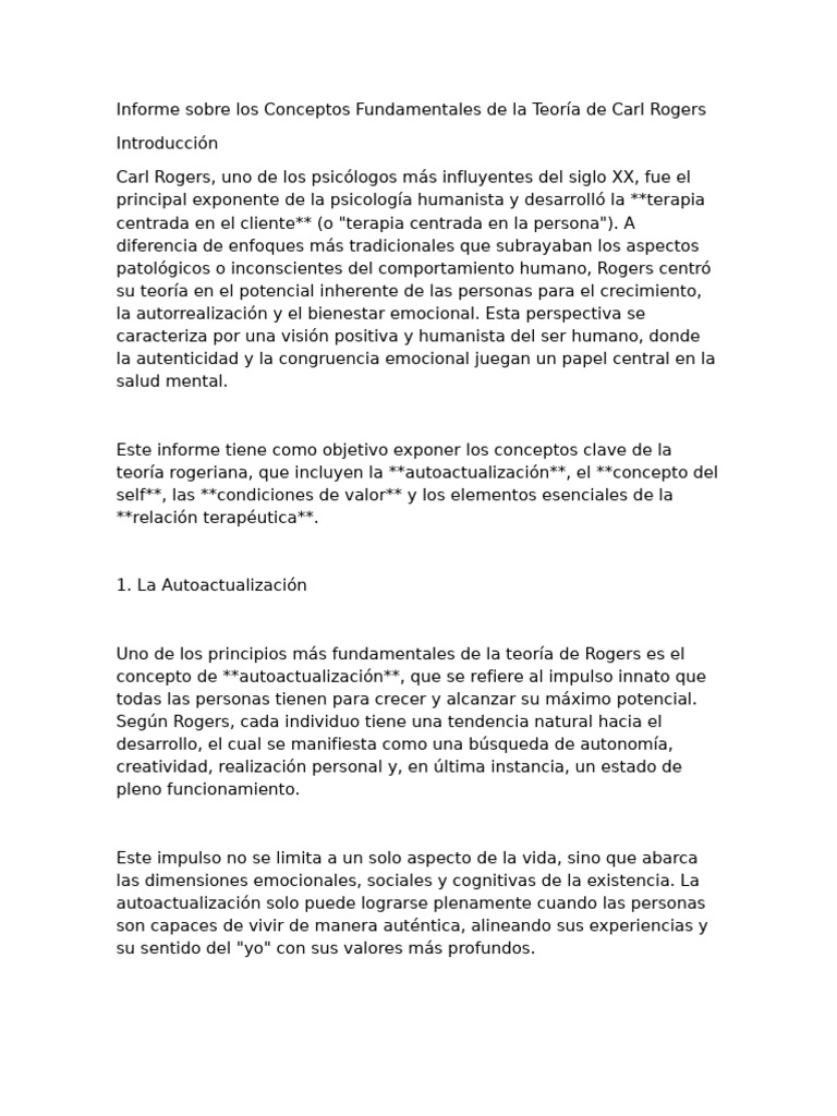 Conceptos Clave de la Teoría de Rogers | PDF | Sicología | Las emociones