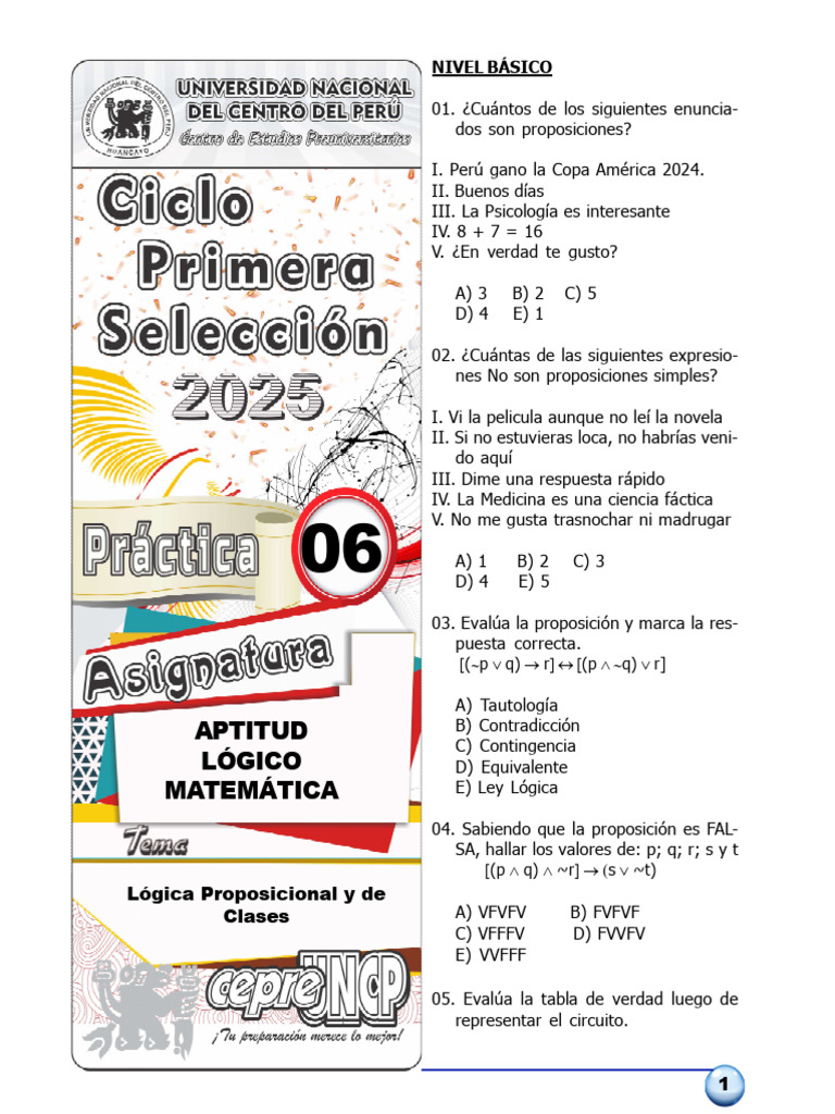Práctica 06 - Log. Proposicional PS 2025 | PDF