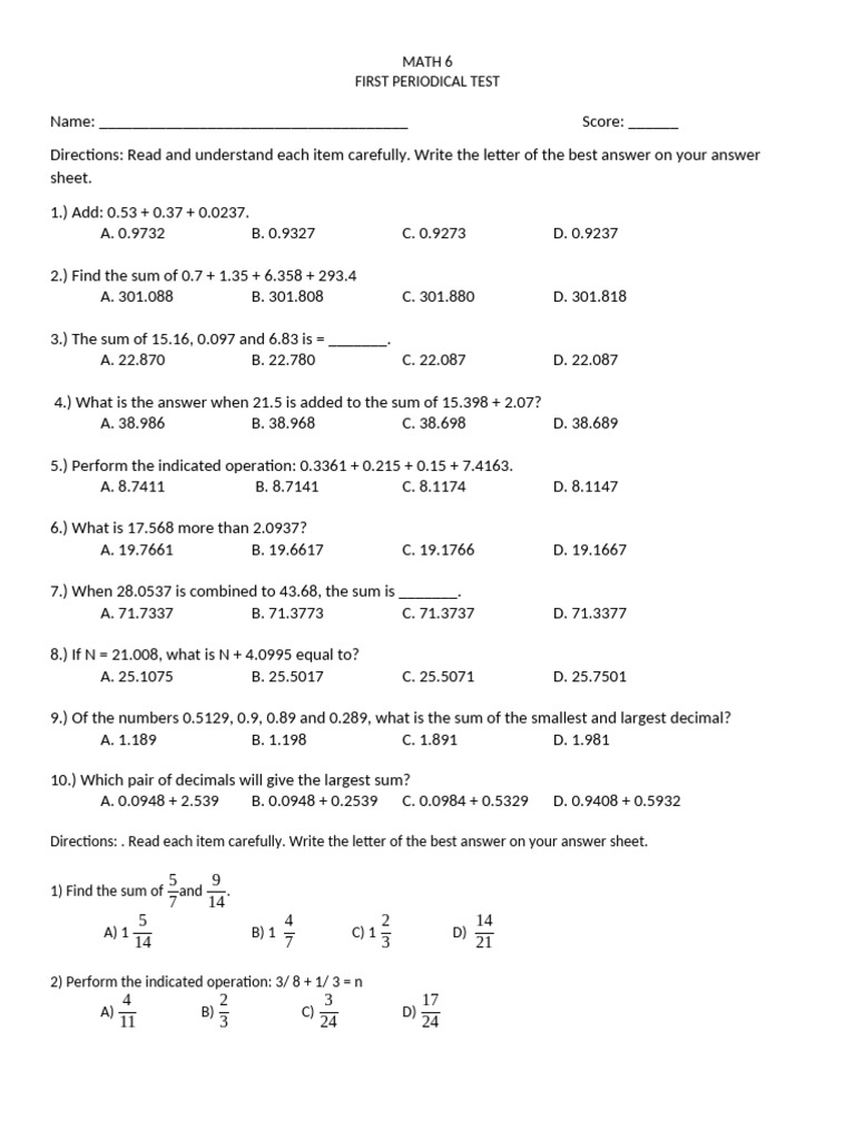 Math 6 | PDF