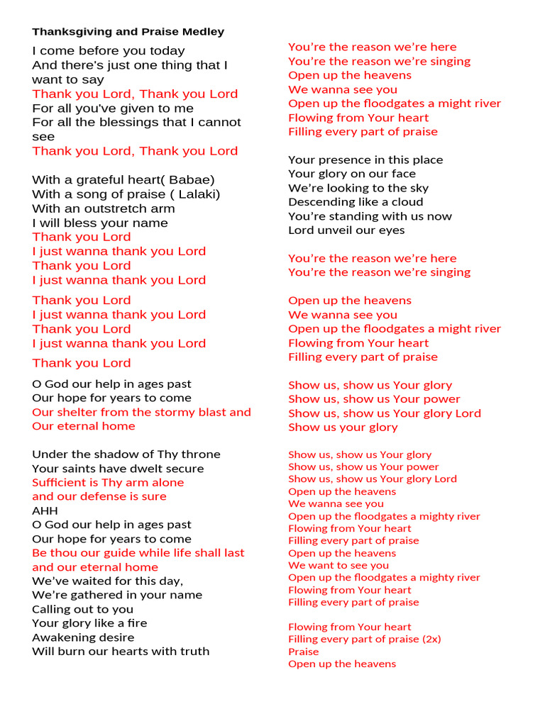 Thanksgiving and Praise Medley | PDF