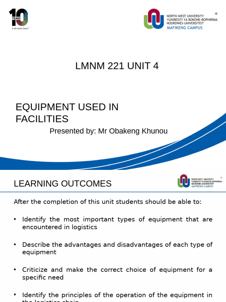 Equipment Used in Facilities Unit 4 1 2 3 4 | PDF