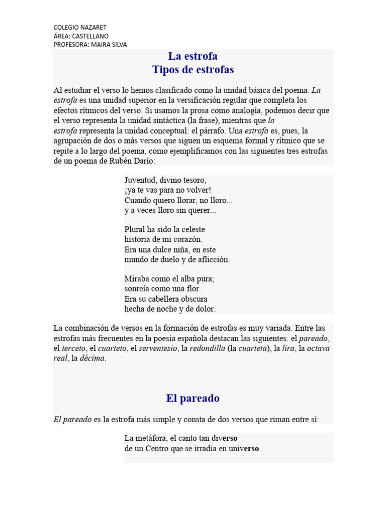 La Estrofa | PDF | Metro (poesía) | Poesía