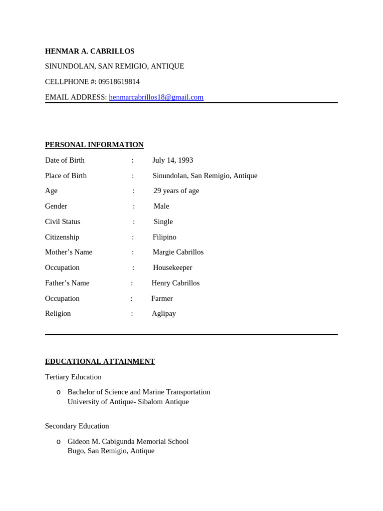 Henmar Resume | PDF