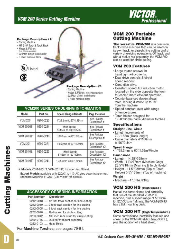 Cortadora VCM 200 Series | PDF