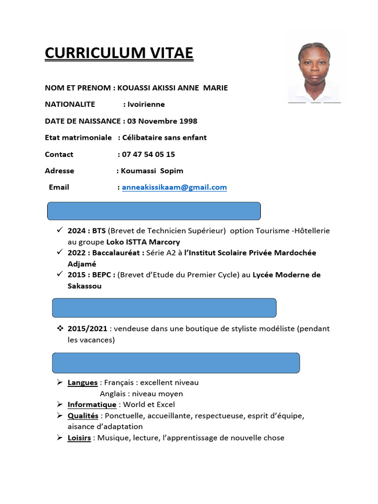 Curriculum Vitae Anne Marie | PDF