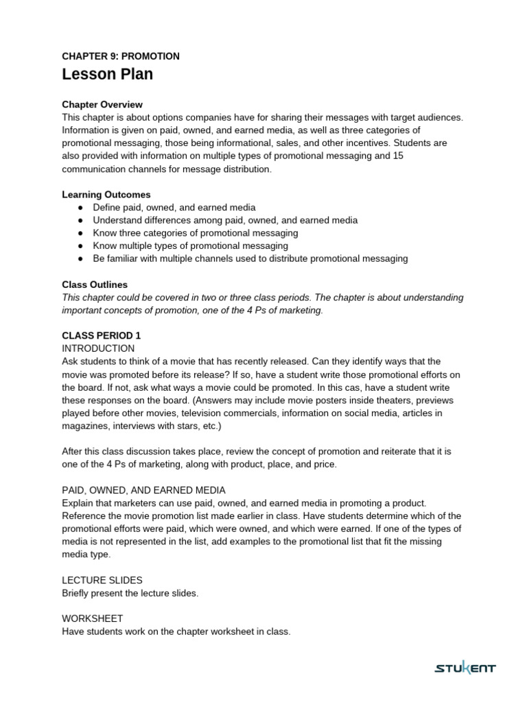 Chapter 9 - Lesson Plan | PDF