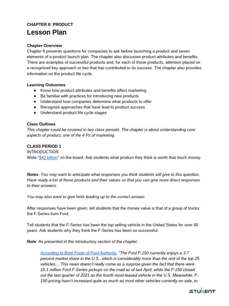 Chapter 8 - Lesson Plan | PDF