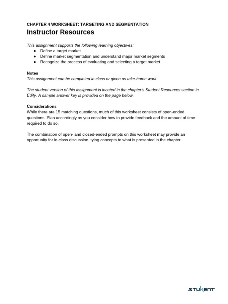 Chapter 4 Worksheet_ Instructor Resources _ Answer Key | PDF