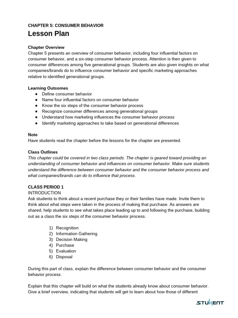 Chapter 5 - Lesson Plan | PDF
