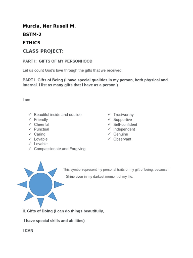 Gifts of My Personhood and Moral Development Life Map | PDF