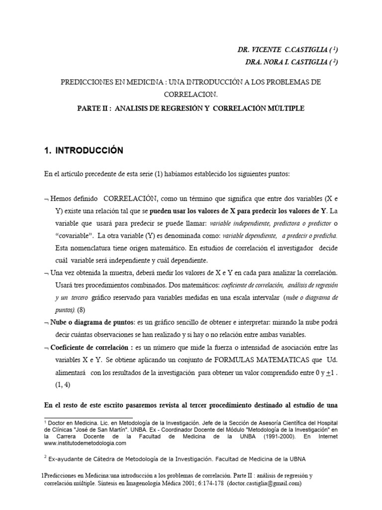 CASTIGLIA CORRELACION Multipe | PDF