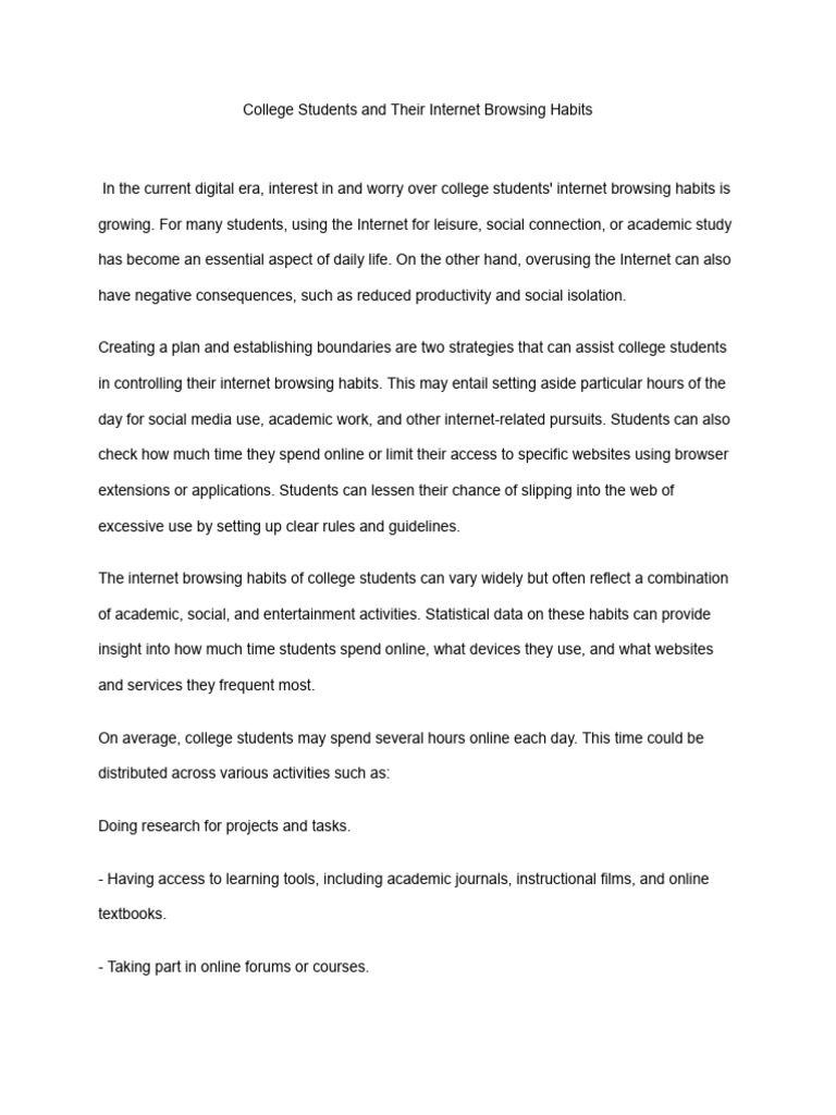 College Students and Their Internet Browsing Habits | PDF