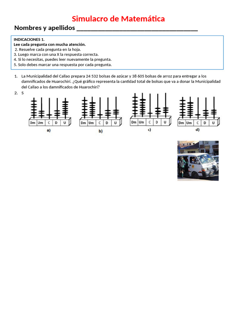 1 Simulacro de Matemática | PDF