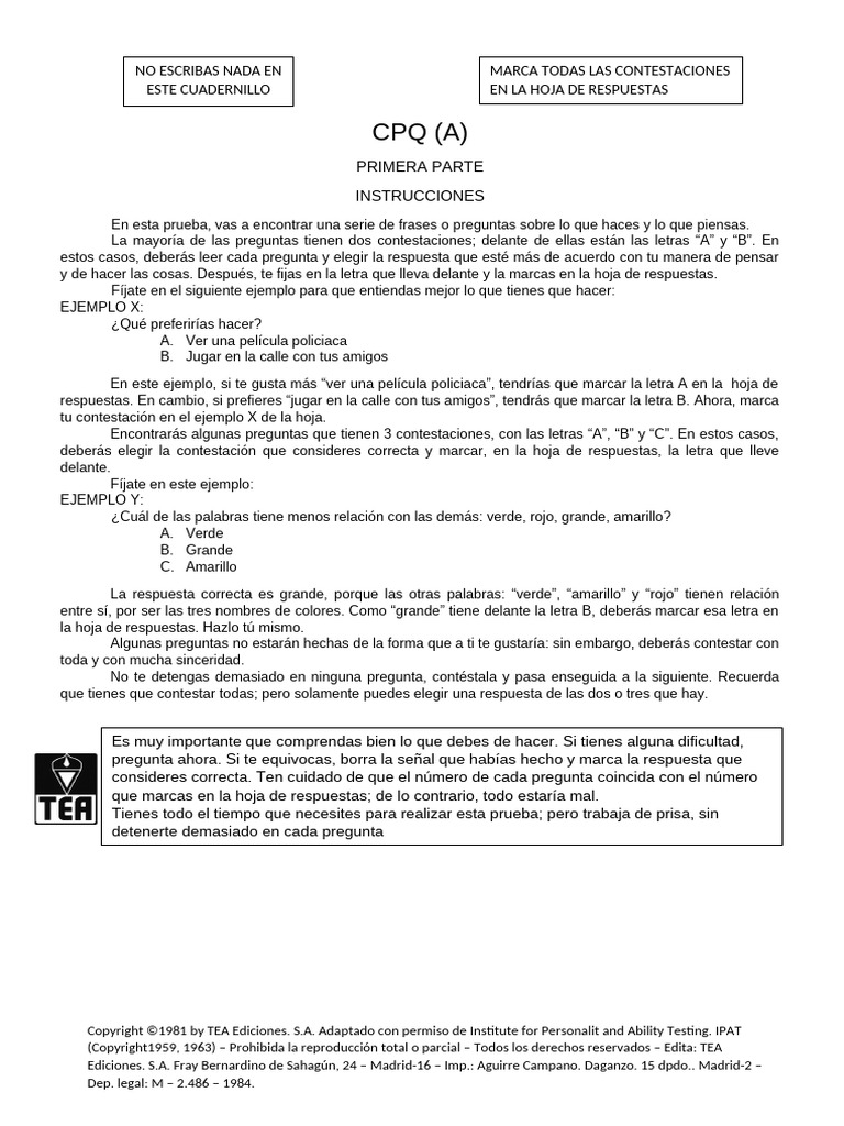 Cuestionario - CPQ | PDF